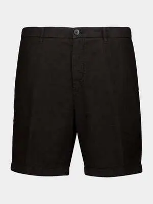 120% Lino Linen Bermuda Shorts - Black