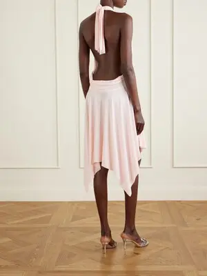 Norma Kamali Pleated Stretch-jersey Mini Dress - Pink