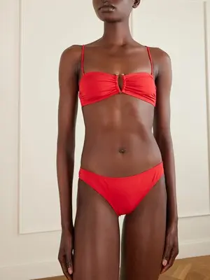NILI LOTAN Embellished Bikini Top - Red