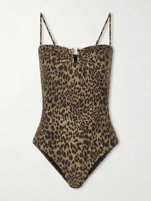 NILI LOTAN Embellished Leopard-print Swimsuit - Animal Print