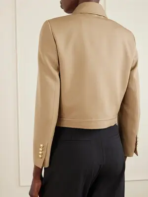 NILI LOTAN Edna Cropped Wool-gabardine Jacket - Neutrals