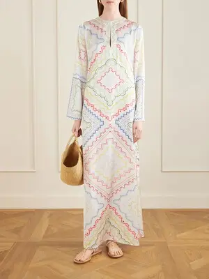 MARY KATRANTZOU Collins Printed Linen Blend Kaftan - Multi