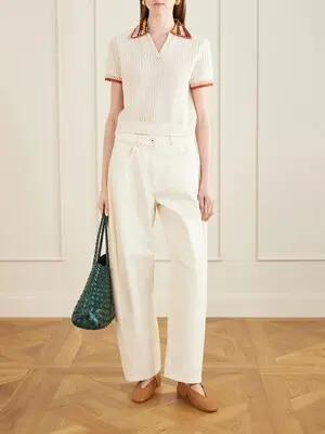 Escvdo Lauri Crocheted Cotton Polo Shirt