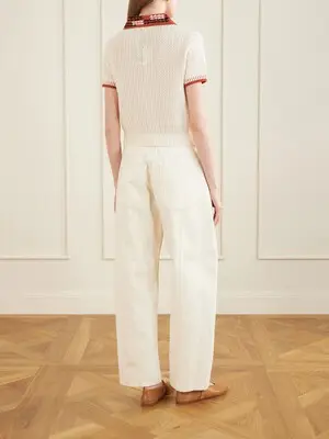 Escvdo Lauri Crocheted Cotton Polo Shirt