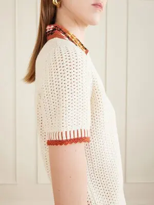 Escvdo Lauri Crocheted Cotton Polo Shirt