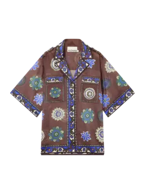 ALEMAIS Jasper Printed Cotton And Silk-blend Shirt - Brown