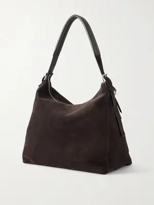 LEMAIRE Belted Hobo Suede Shoulder Bag - Brown