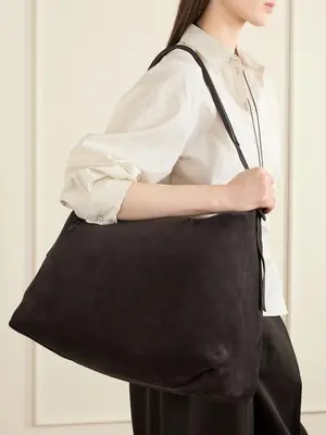LEMAIRE Belted Hobo Suede Shoulder Bag - Brown