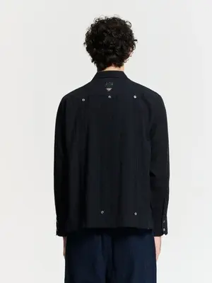 BAZISZT Navy Byrsa Embroidered Shirt