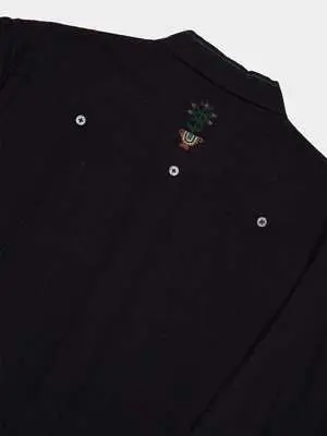 BAZISZT Navy Byrsa Embroidered Shirt