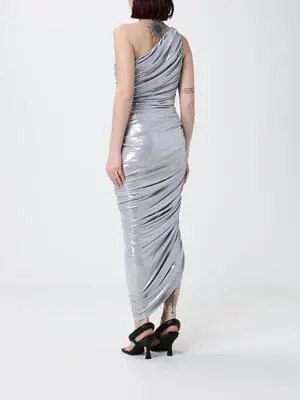 Norma Kamali One-shoulder Ruched Metallic Gown - Silver
