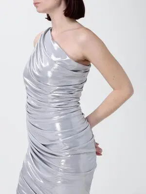 Norma Kamali One-shoulder Ruched Metallic Gown - Silver