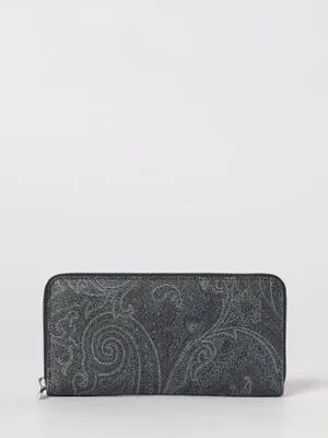 Etro Paisley Print Coated Cotton Wallet - Blue
