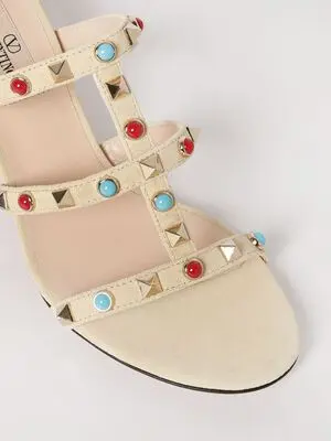 Valentino Garavani Rockstud Suede Mules With Stones