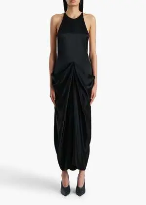 Khaite Kent Draped Satin Gown - Black