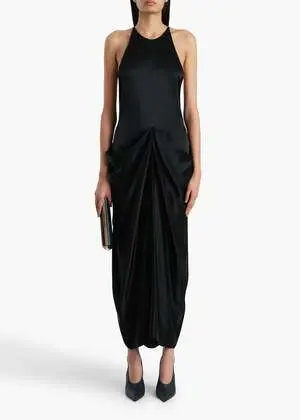 Khaite Kent Draped Satin Gown - Black