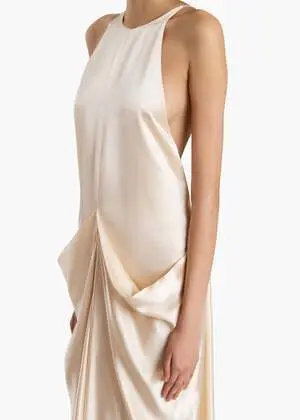 Khaite Kent Draped Satin Dress - Soft Pink