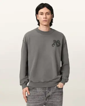 ALLSAINTS AllSaints Insignia Crew Neck Sweatshirt Washed Black