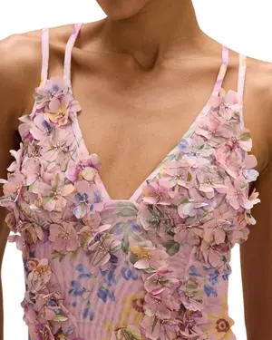PatBO Embellished Floral Mesh Maxi Dress