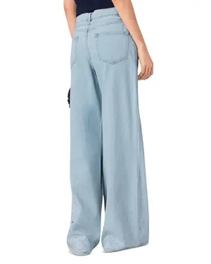 Maje High-rise Wide-leg Rhinestone Jeans