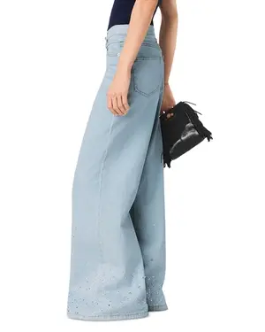 Maje High-rise Wide-leg Rhinestone Jeans