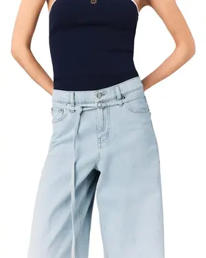 Maje High-rise Wide-leg Rhinestone Jeans