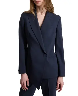 Santorelli Mara Asymmetrical Blazer In Virgin Wool Stretch