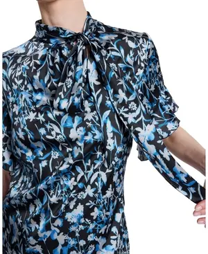 Santorelli Athena Floral Blouse With Flutter Sleeves