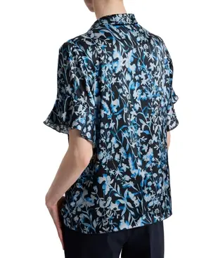 Santorelli Athena Floral Blouse With Flutter Sleeves