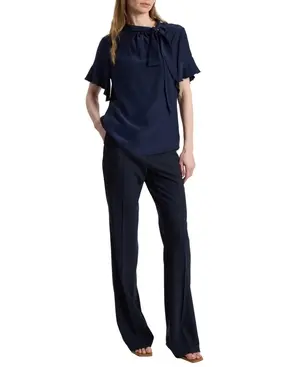Santorelli Athena Silk Blouse With Flutter Sleeves