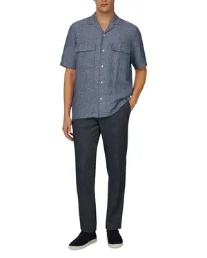 Boggi Milano Camp Collar Linen Denim Shirt