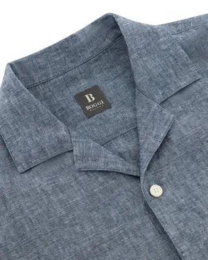 Boggi Milano Camp Collar Linen Denim Shirt