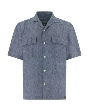 Boggi Milano Camp Collar Linen Denim Shirt