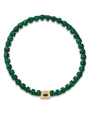 Luis Morais 14k Yellow Gold, Blue Sapphire, And Bead Bracelet - Malachite