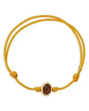 Luis Morais 14k Gold Tiger Eye Eye Of The Idol Cord Bracelet - Yellow