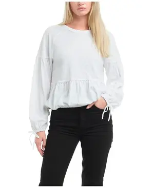 Wilt Shirred Elastic Hem Tee - White