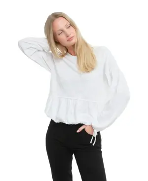 Wilt Shirred Elastic Hem Tee - White