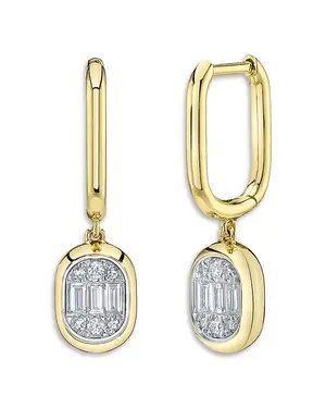 SHY CREATION 14k Yellow Diamond Dangle Hoop Earrings - Gold