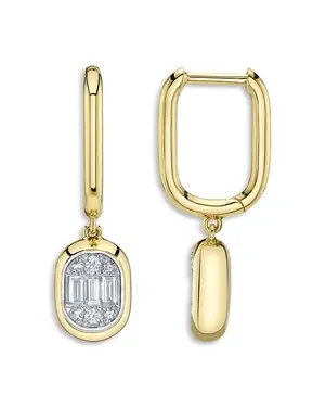 SHY CREATION 14k Yellow Diamond Dangle Hoop Earrings
