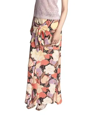 Anna Sui Desert Bloom Crepe Maxi Skirt - Sunset Multi