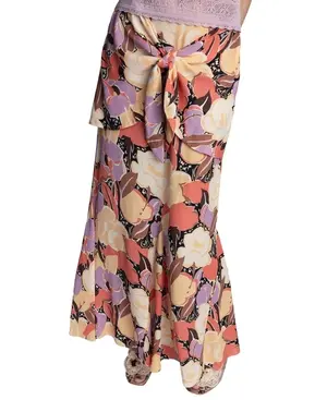 Anna Sui Desert Bloom Crepe Maxi Skirt - Sunset Multi