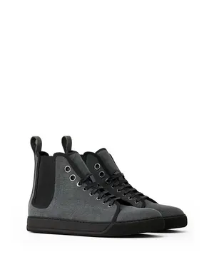 LANVIN Dbb1 High-top Canvas Sneakers - Black/anthracite.