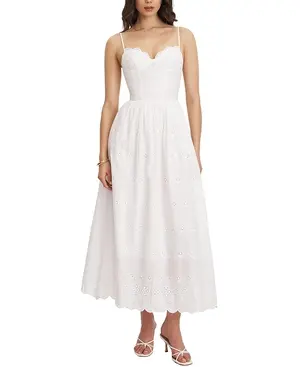 MISS CIRCLE NEW YORK Oberon Cotton Eyelet Maxi Dress - White