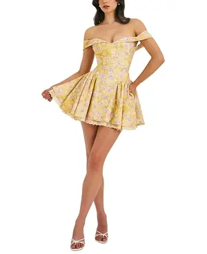 MISS CIRCLE NEW YORK Oana Floral Print Linen Mini Dress