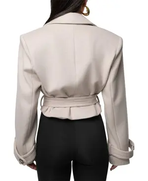 JLUXLABEL Belted Crop Jacket - Beige