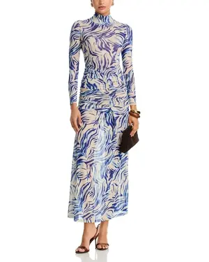 NIGHTCAP Lace Drop Waist Maxi Dress - Zebra Blue