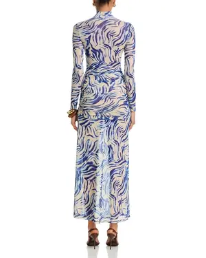 NIGHTCAP Lace Drop Waist Maxi Dress - Zebra Blue