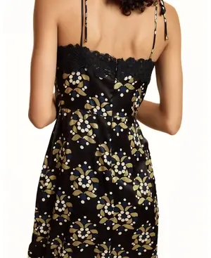 Cynthia Rowley Silk Lace-like Print Midi Slip Dress