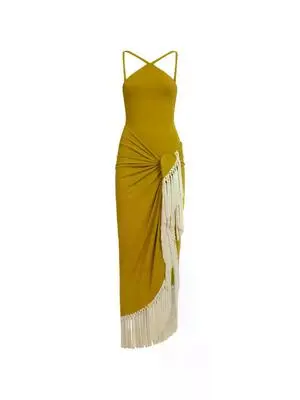 TALLER MARMO Hera Artisana Fringed Swimsuit - Green