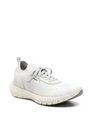 BOSS Lace-up Sneakers With Flat Sole And Pull Tab - Grey